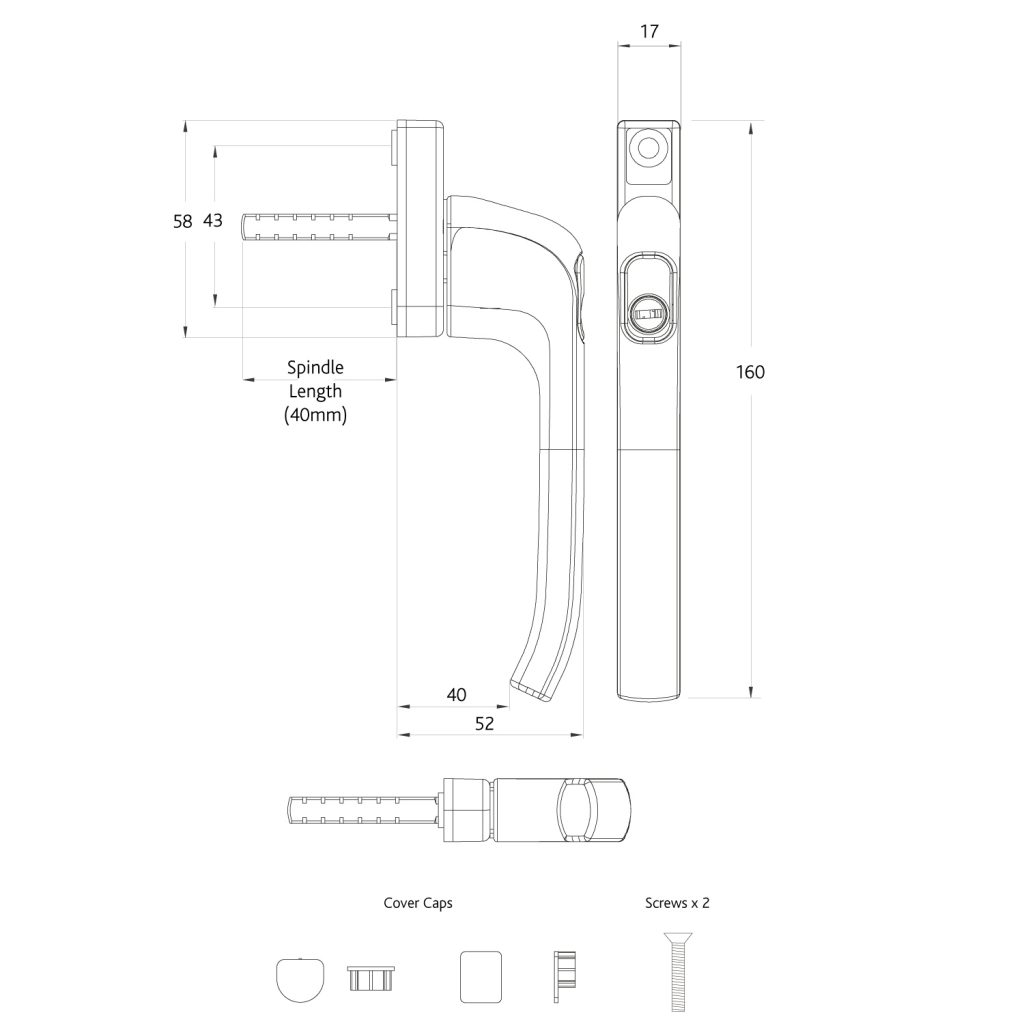 Fab&Fix | Architectural Inline Locking Window Handle | Handles.ie